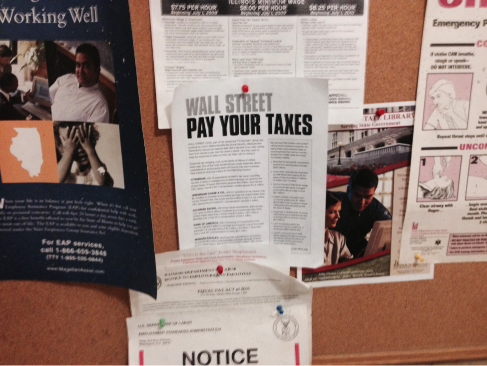 Government-building bulletin board used for union politics